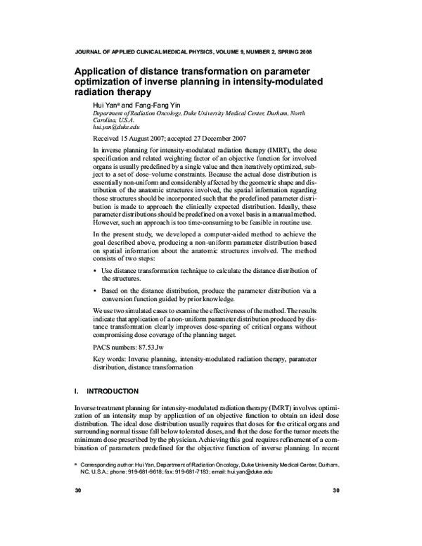 (PDF) The application of distance transformation on parameter ...