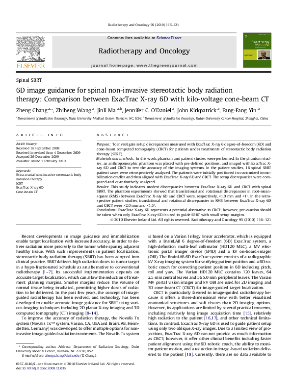 (PDF) 6D image guidance for spinal non-invasive stereotactic body ...