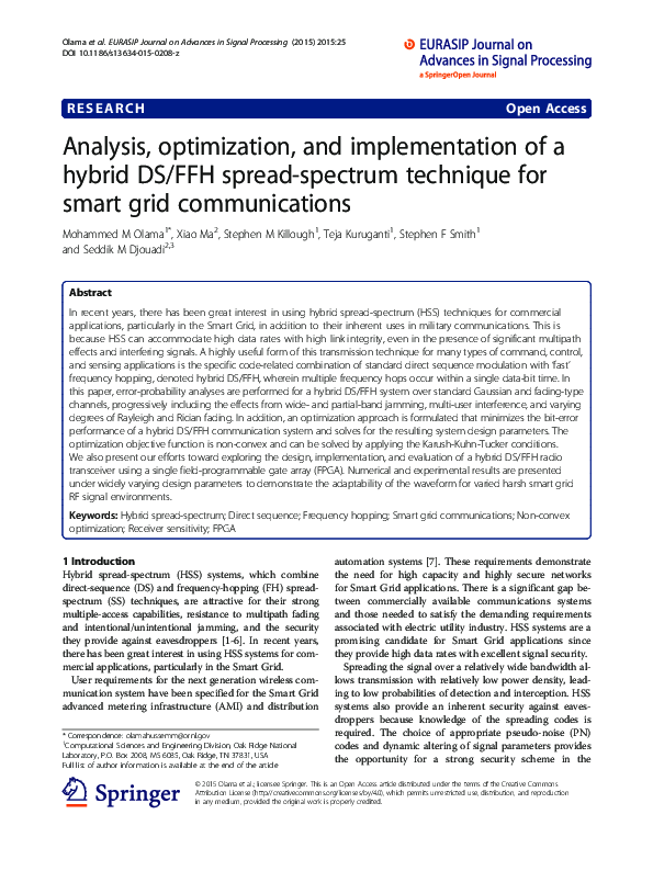 (PDF) Analysis, optimization, and implementation of a hybrid DS/FFH spread-spectrum technique ...
