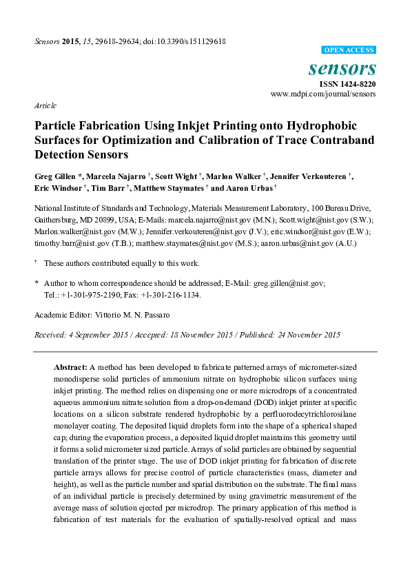 (PDF) Particle Fabrication Using Inkjet Printing onto Hydrophobic ...
