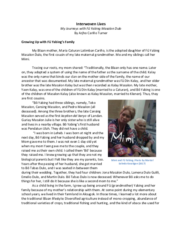 (PDF) Interwoven Lives: My Journeys with Fû Yabing Masalon Dulo