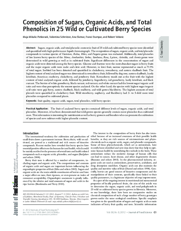 (PDF) Composition of Sugars, Organic Acids, and Total Phenolics in 25 ...