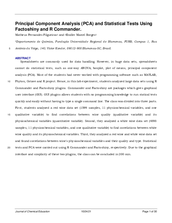 (PDF) Principal Component Analysis (PCA) and Statistical Tests Using ...