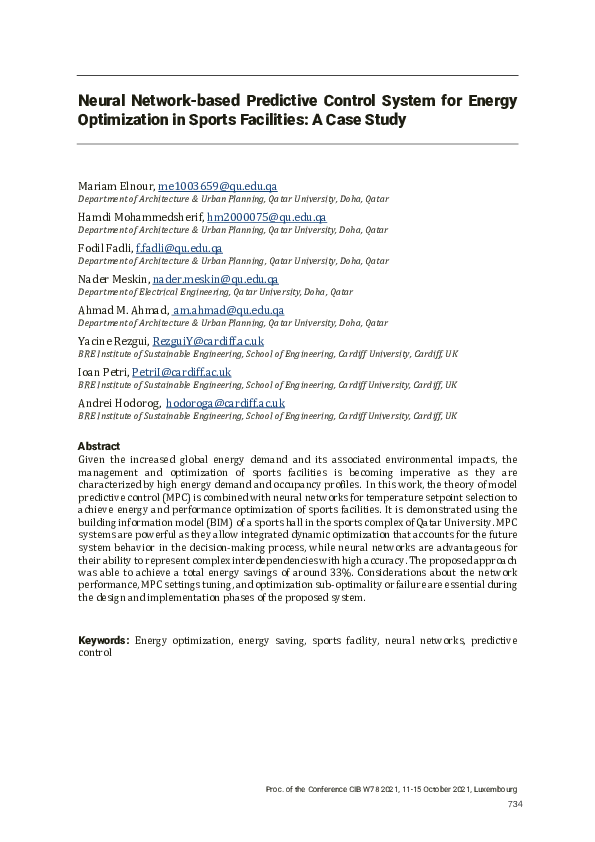 Pdf Neural Network Based Predictive Control System For Energy