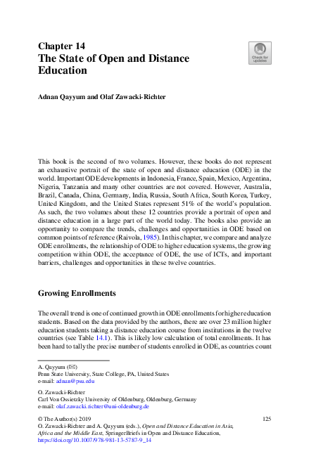 (PDF) The State of Open and Distance Education