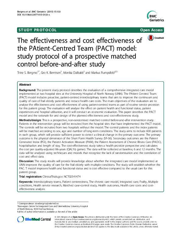 (PDF) The effectiveness and cost effectiveness of the PAtient-Centred ...