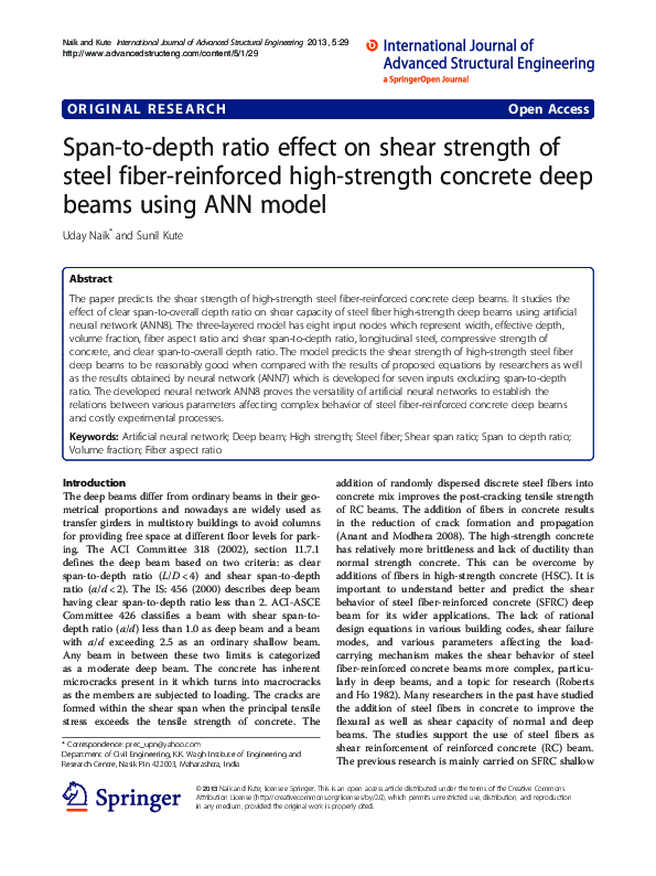 (PDF) Span-to-depth ratio effect on shear strength of steel fiber ...