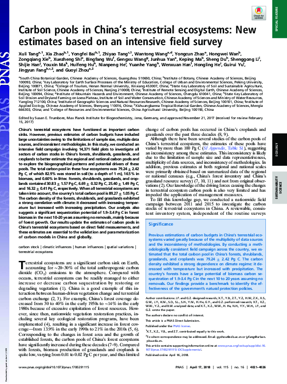 (PDF) Carbon pools in China's terrestrial ecosystems: New estimates ...