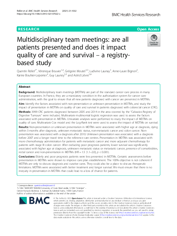 (PDF) Multidisciplinary team meetings: are all patients presented and ...