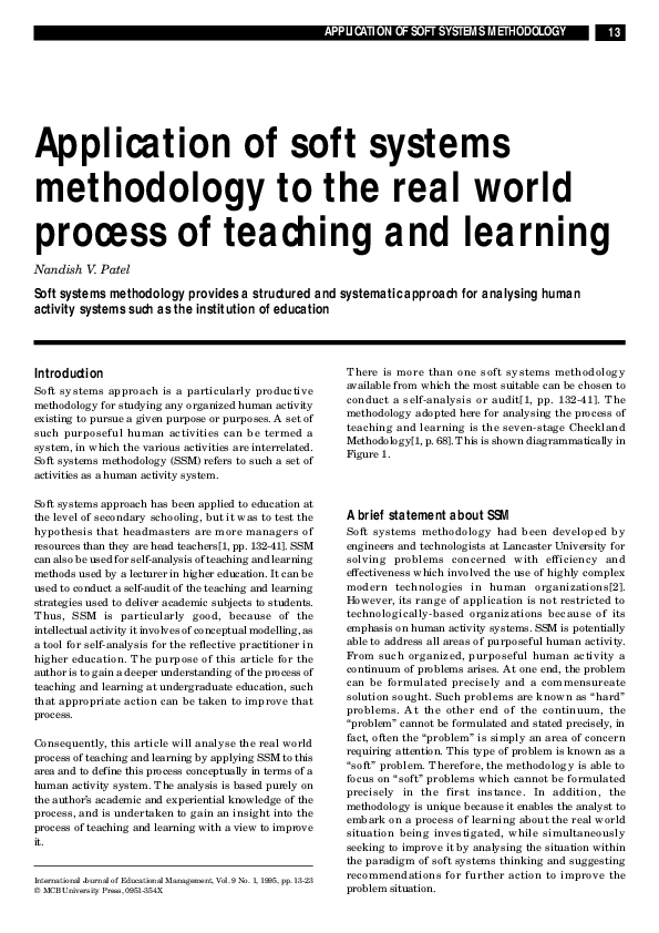 (PDF) Application of soft systems methodology to the real world process ...
