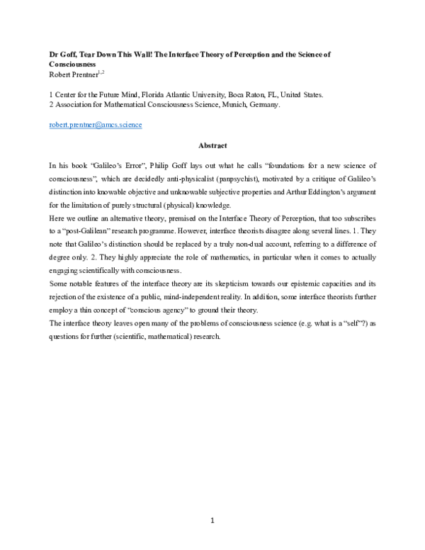 (PDF) Dr Goff, Tear Down This Wall! The Interface Theory of Perception ...
