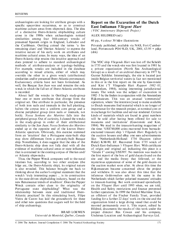 (PDF) Report on the Excavation of the Dutch East Indiaman Vliegent Hart ...