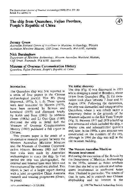 (PDF) The ship from Quanzhou, Fujian Province, People's Republic of China