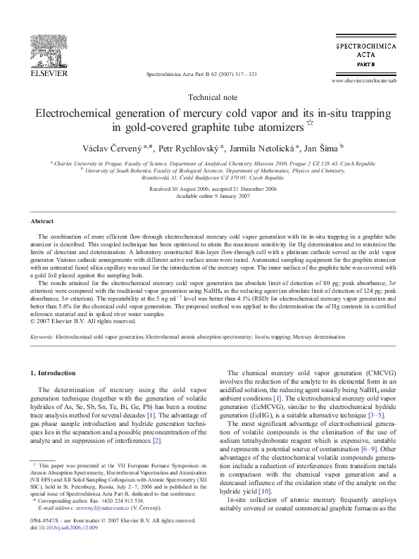 (PDF) Electrochemical generation of mercury cold vapor and its in-situ ...