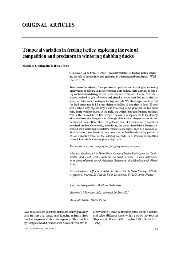 (PDF) Temporal variation in feeding tactics: exploring the role of ...