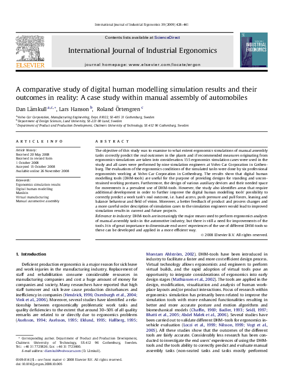 (PDF) A comparative study of digital human modelling simulation results ...