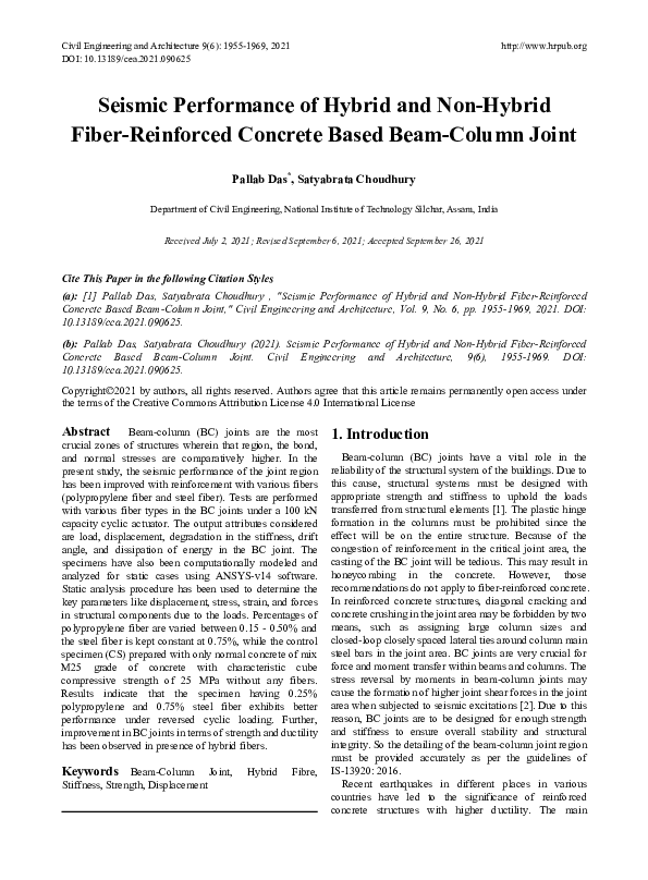 (PDF) Seismic Performance of Hybrid and Non-Hybrid Fiber-Reinforced ...