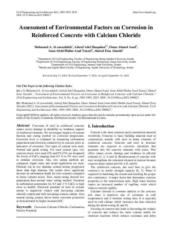 (PDF) Assessment of Environmental Factors on Corrosion in Reinforced ...