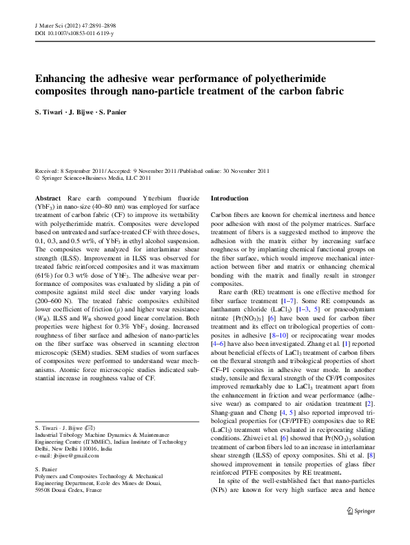 (PDF) Enhancing the adhesive wear performance of polyetherimide ...