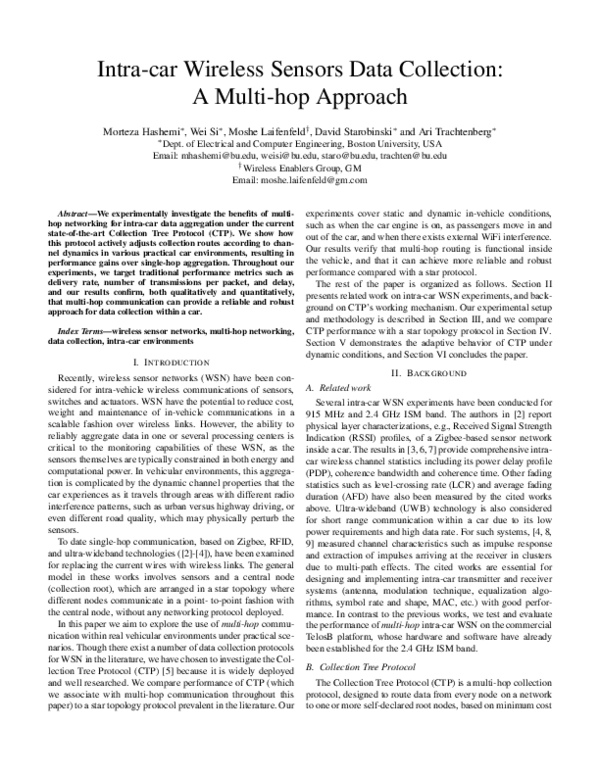 (PDF) Intra-Car Wireless Sensors Data Collection: A Multi-Hop Approach