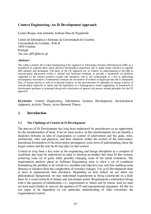 (PDF) Context Engineering: An IS Development Approach