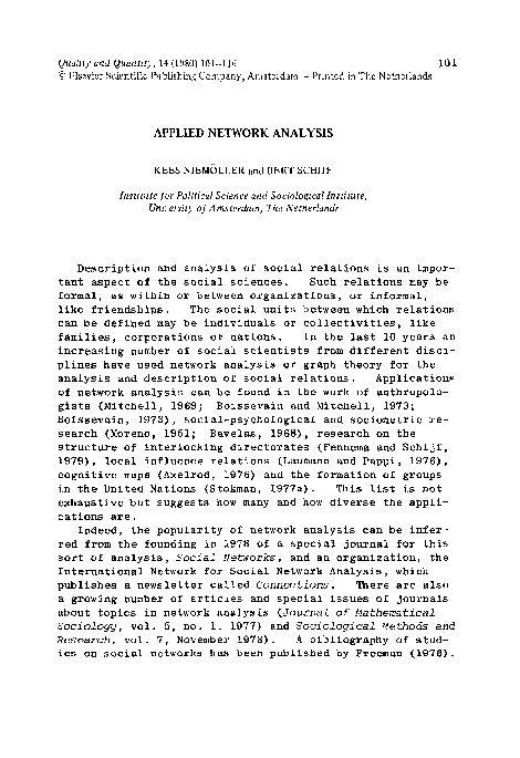 (PDF) Applied network analysis