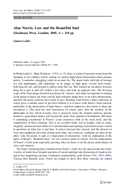 (PDF) Alan Norrie, Law and the Beautiful Soul