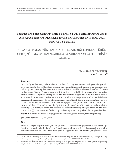 (PDF) Issues in the Use of the Event Study Methodology: An Analysis of ...