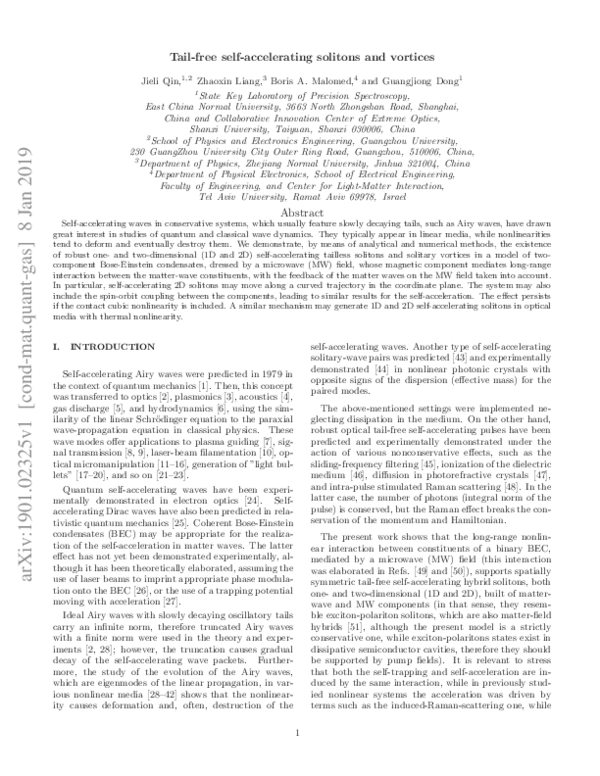 (PDF) Tail-free self-accelerating solitons and vortices