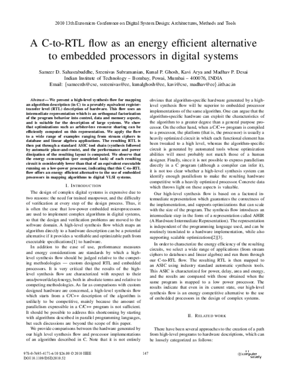 (PDF) A C-to-RTL flow as an energy efficient alternative to embedded ...