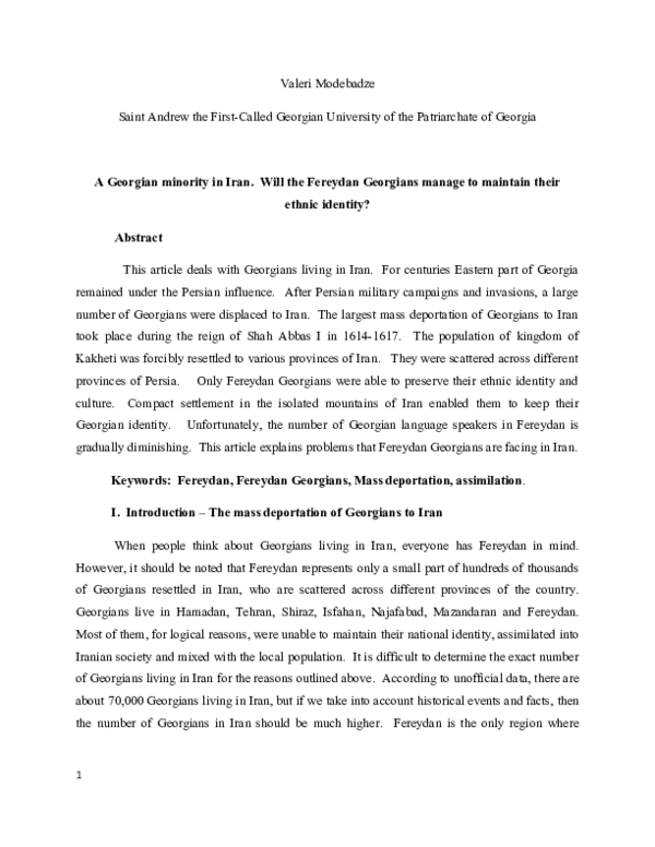 (DOC) A Georgian minority in Iran. Will the Fereydan Georgians manage ...