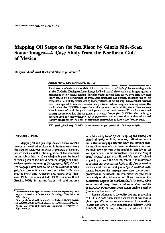 (PDF) Mapping oil seeps on the sea floor by Gloria side-scan sonar ...