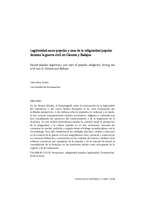 (PDF) Legitimidad sacro-popular y usos de la religiosidad popular ...