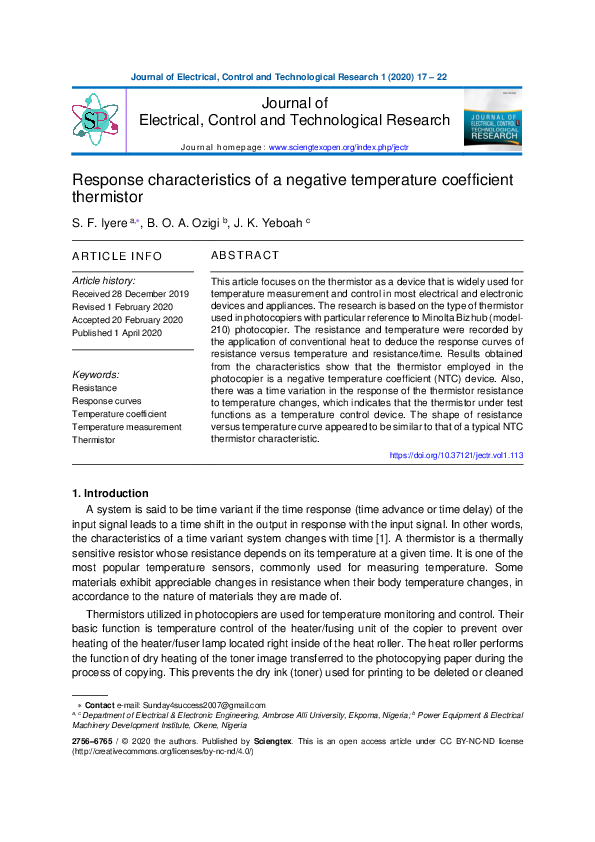 (PDF) Response characteristics of a negative temperature coefficient ...