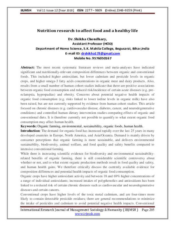 (PDF) Nutrition research to affect food and a healthy life