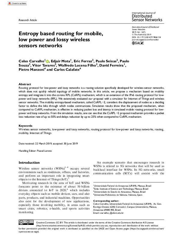 (PDF) Entropy based routing for mobile, low power and lossy wireless ...