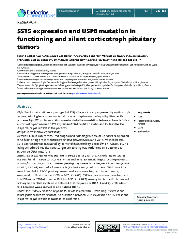 (PDF) SST5 expression and USP8 mutation in functioning and silent ...