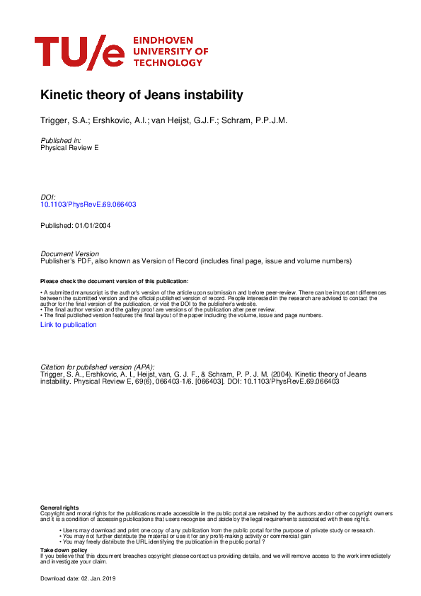 (PDF) Kinetic theory of Jeans instability