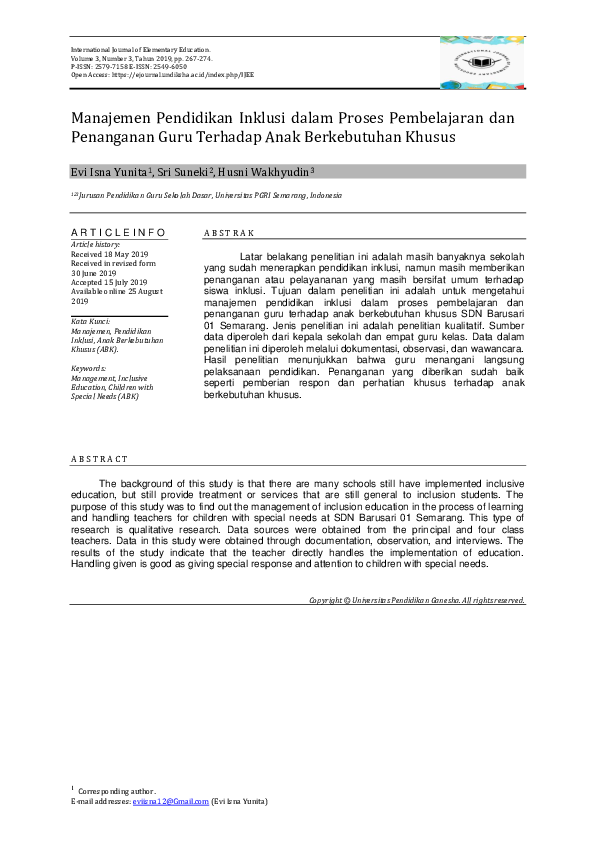 (PDF) Manajemen Pendidikan Inklusi dalam Proses Pembelajaran dan ...