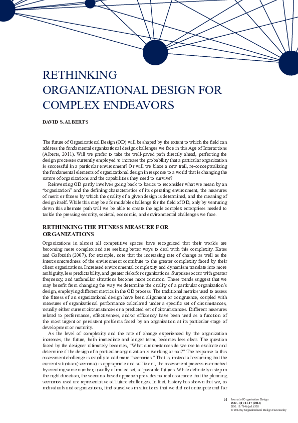 (PDF) Rethinking Organizational Design for Complex Endeavors