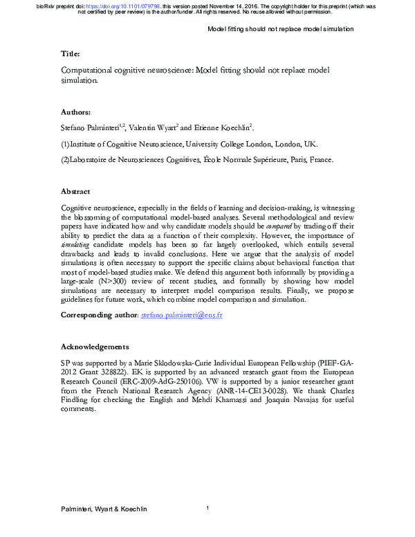 Pdf Computational Cognitive Neuroscience What Is A Good Model Of