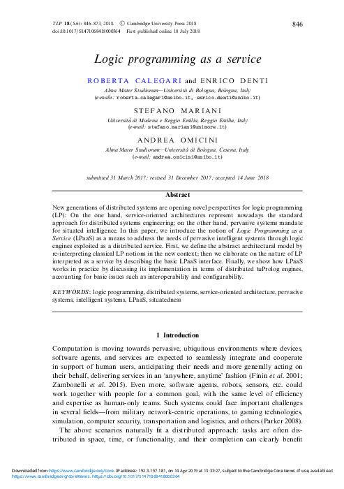 (PDF) Logic programming as a service