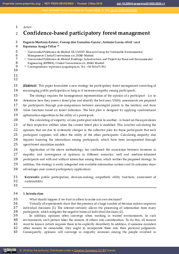 (PDF) Confidence-Based Participatory Forest Management