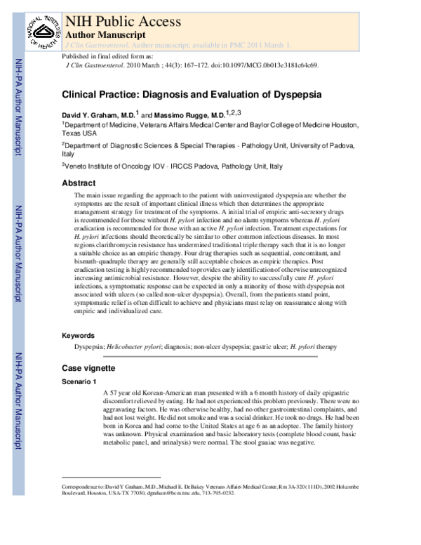 (PDF) Dyspepsia Diagnosis and Management Strategies