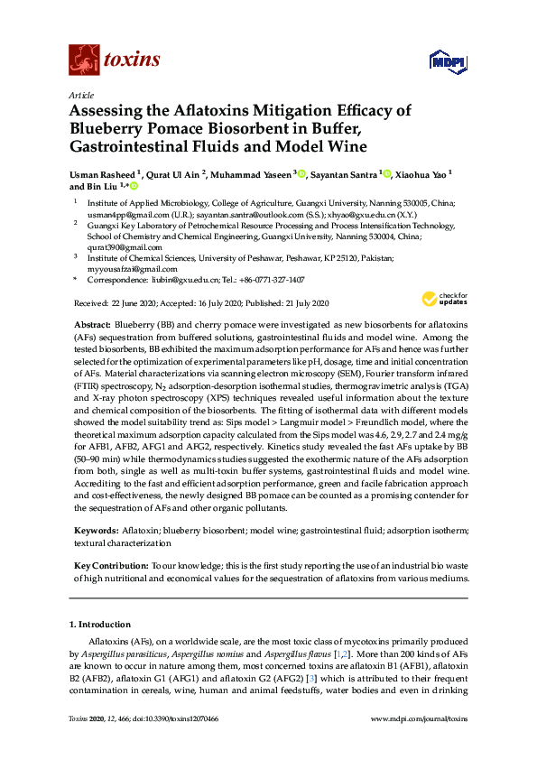 (PDF) Assessing the Aflatoxins Mitigation Efficacy of Blueberry Pomace ...