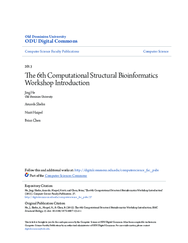 (PDF) The 7th Computational Structural Bioinformatics Workshop