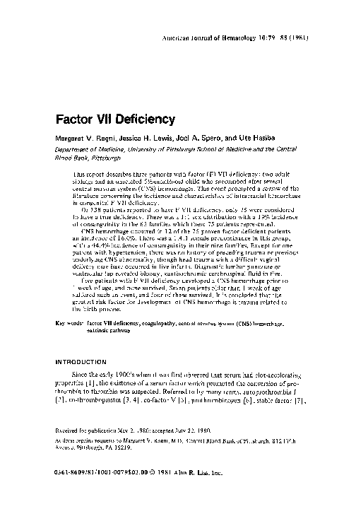 (PDF) Factor VII deficiency