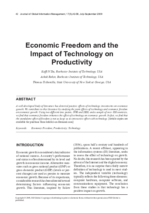 (PDF) Economic freedom and the impact of technology on productivity