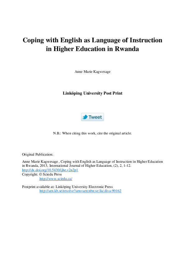 (PDF) Coping with English as Language of Instruction in Higher ...