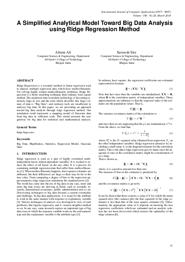 (PDF) A Simplified Analytical Model Toward Big Data Analysis using ...
